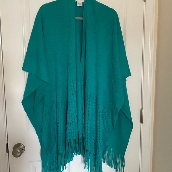 Charming Charlie | Sweaters | Teal Charming Charlie Poncho | Poshmark